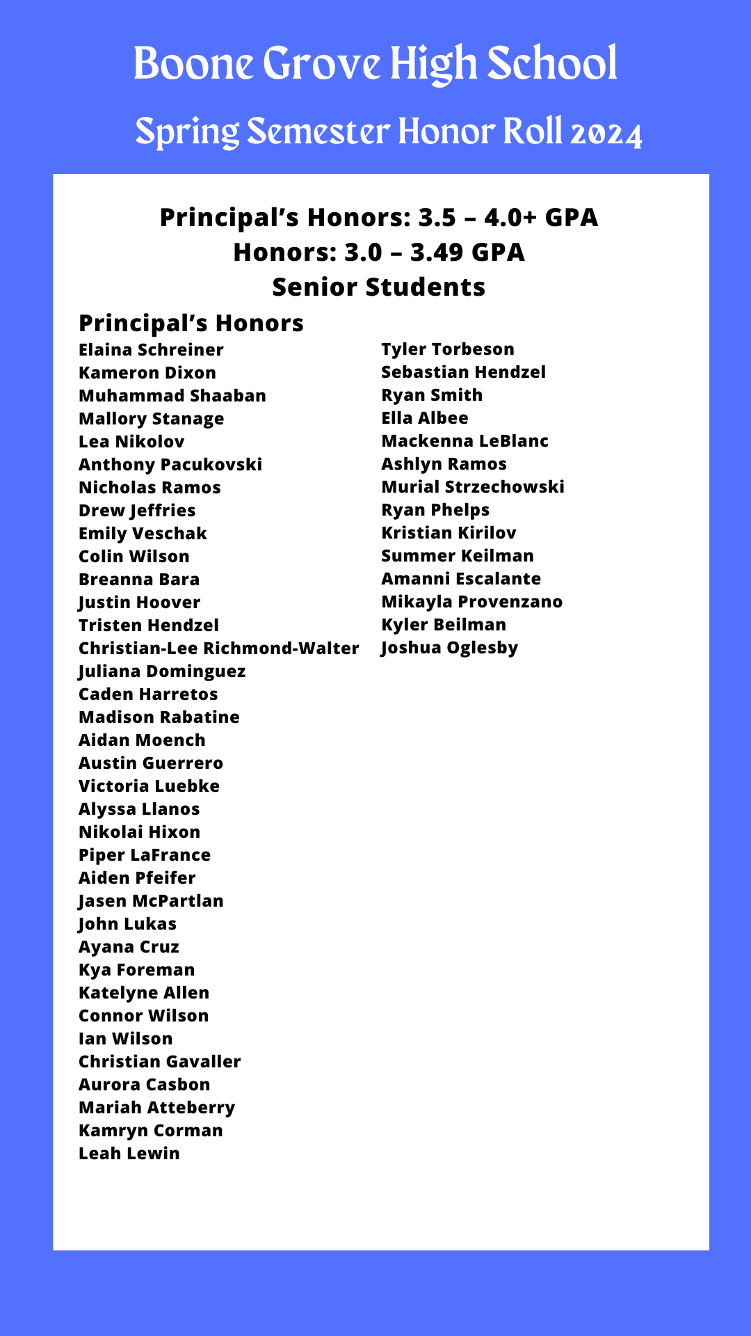 News – Boone Grove High School