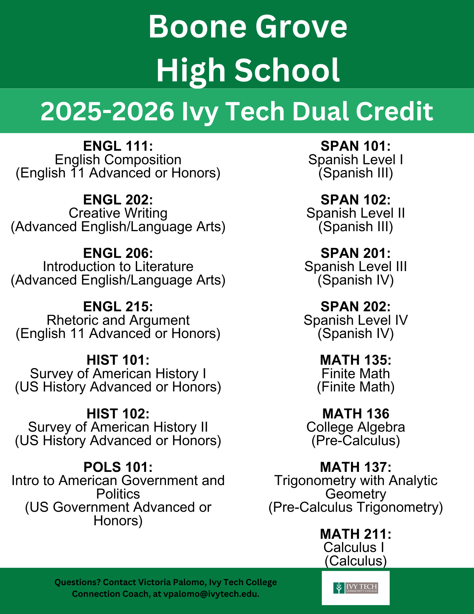 BGHS Dual Credit – Boone Grove High School